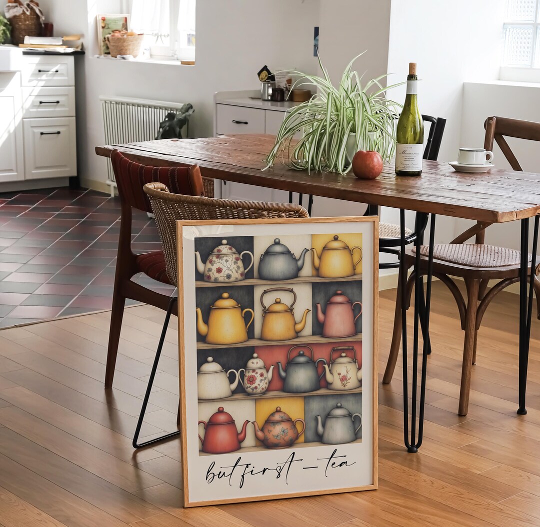 But First Tea Print, Vintage Tea Wall Art, Tea Pots Poster, Vintage ...