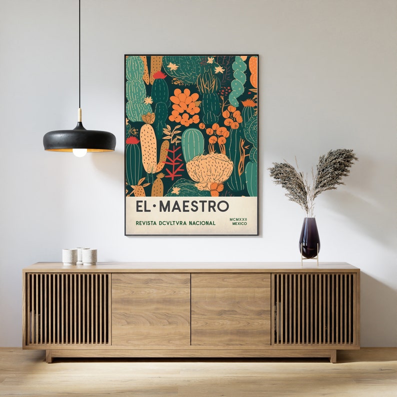 El Maestro Print, Mexican Exhibition Art Poster, Cactus Wall Art ...