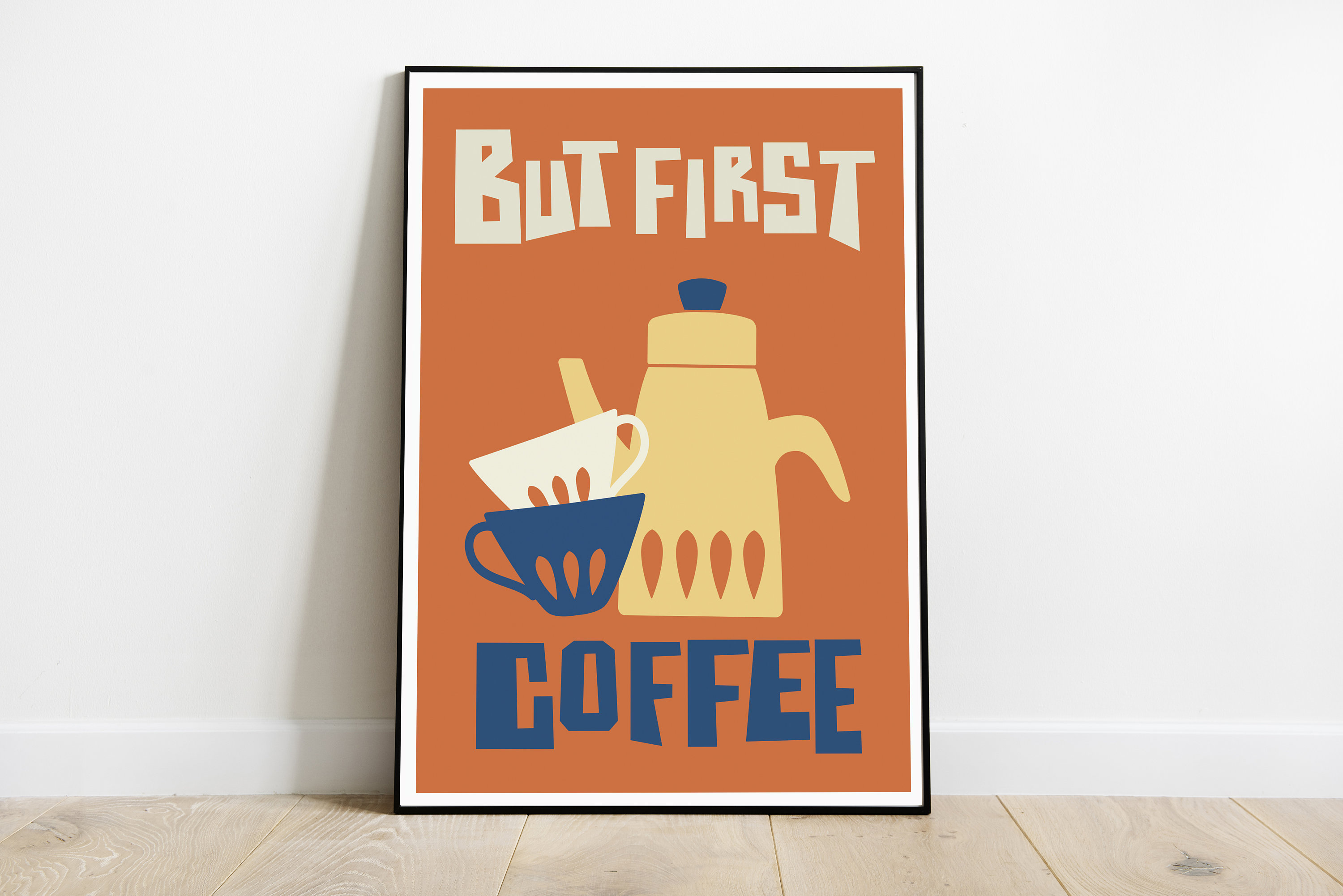 Retro Coffee Poster, but First Coffee Print, Mid Century Coffee Wall ...
