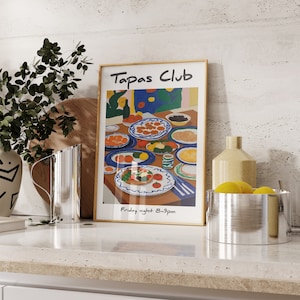 Tapas Club Print, Spanish Food, Matisse Style Food Wall Art, Kitchen ...