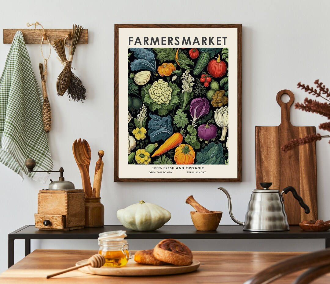 Farmers Market Print, William Morris Kitchen Print, Vintage Vegetable ...