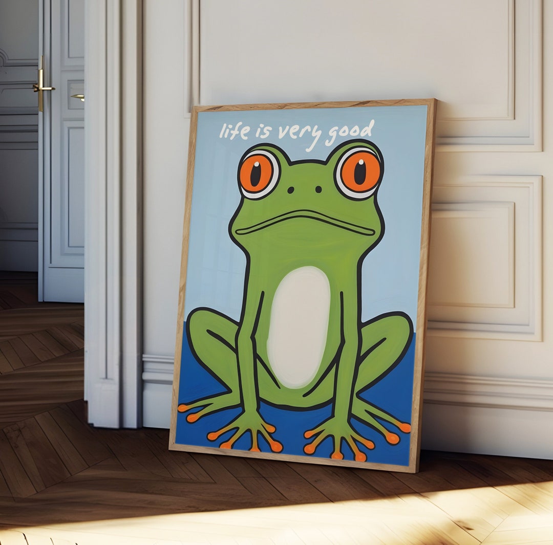 Frog Print, Life is Good Poster, Funny Frog Poster, Funny Animal Wall ...