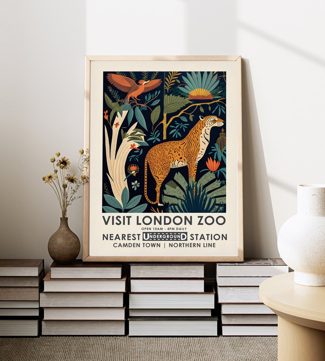 Vintage London Zoo Poster, Leopard Print, Exhibition Poster, Retro ...
