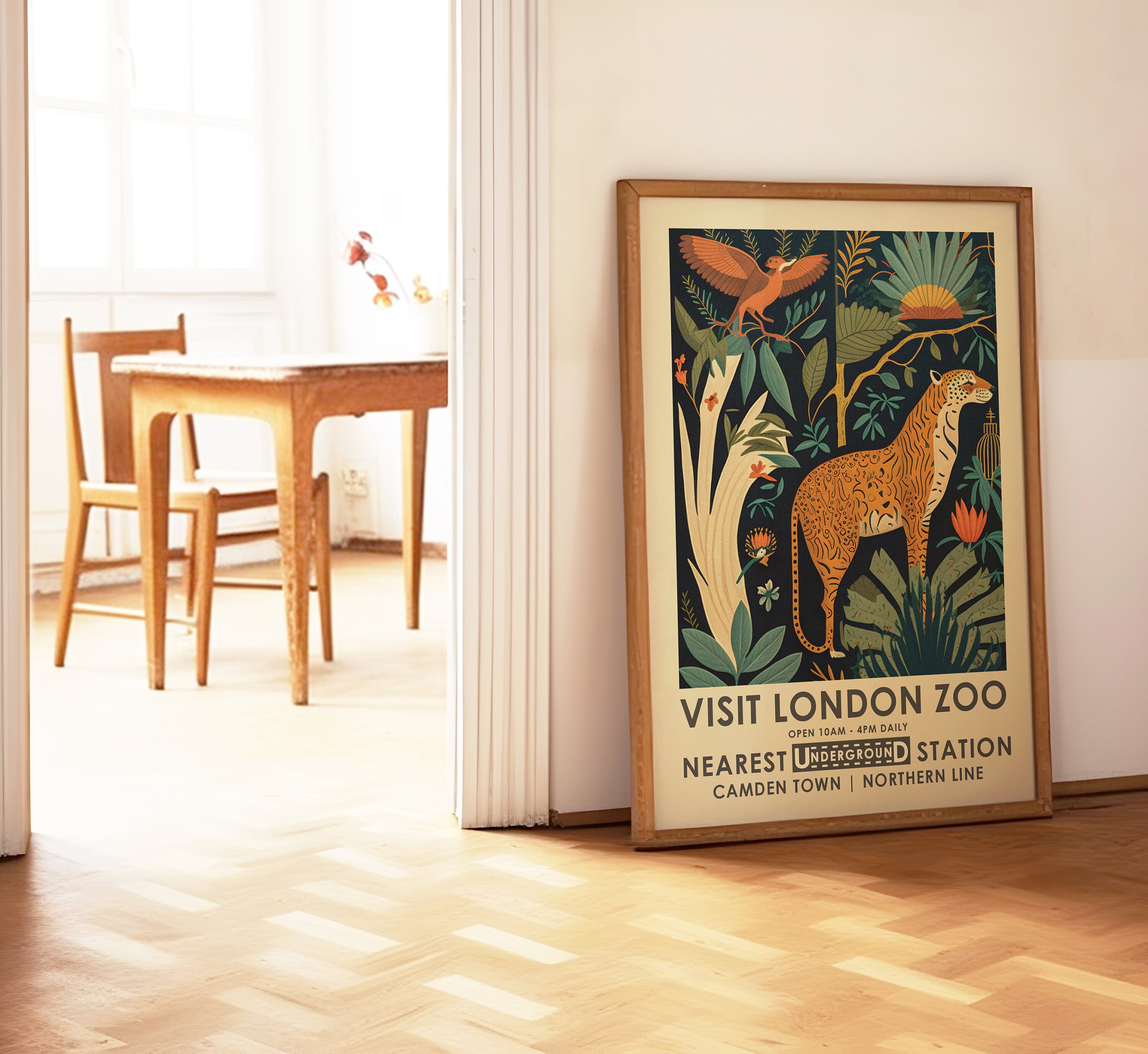 Vintage London Zoo Poster, Leopard Print, Exhibition Poster, Retro ...