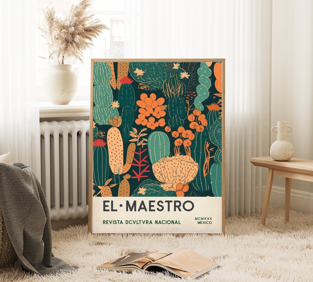 El Maestro Print, Mexican Exhibition Art Poster, Cactus Wall Art ...