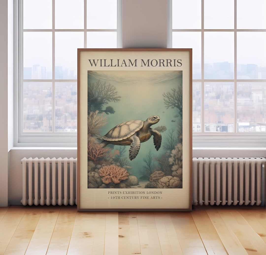William Morris Turtle Print, Underwater Turtle Painting, Underwater ...