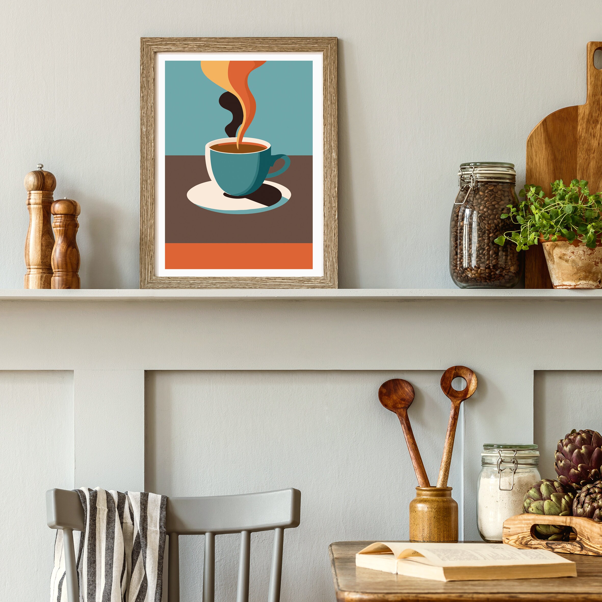 Retro Coffee Poster, Coffee Print, Mid Century Coffee Wall Art, Coffee ...