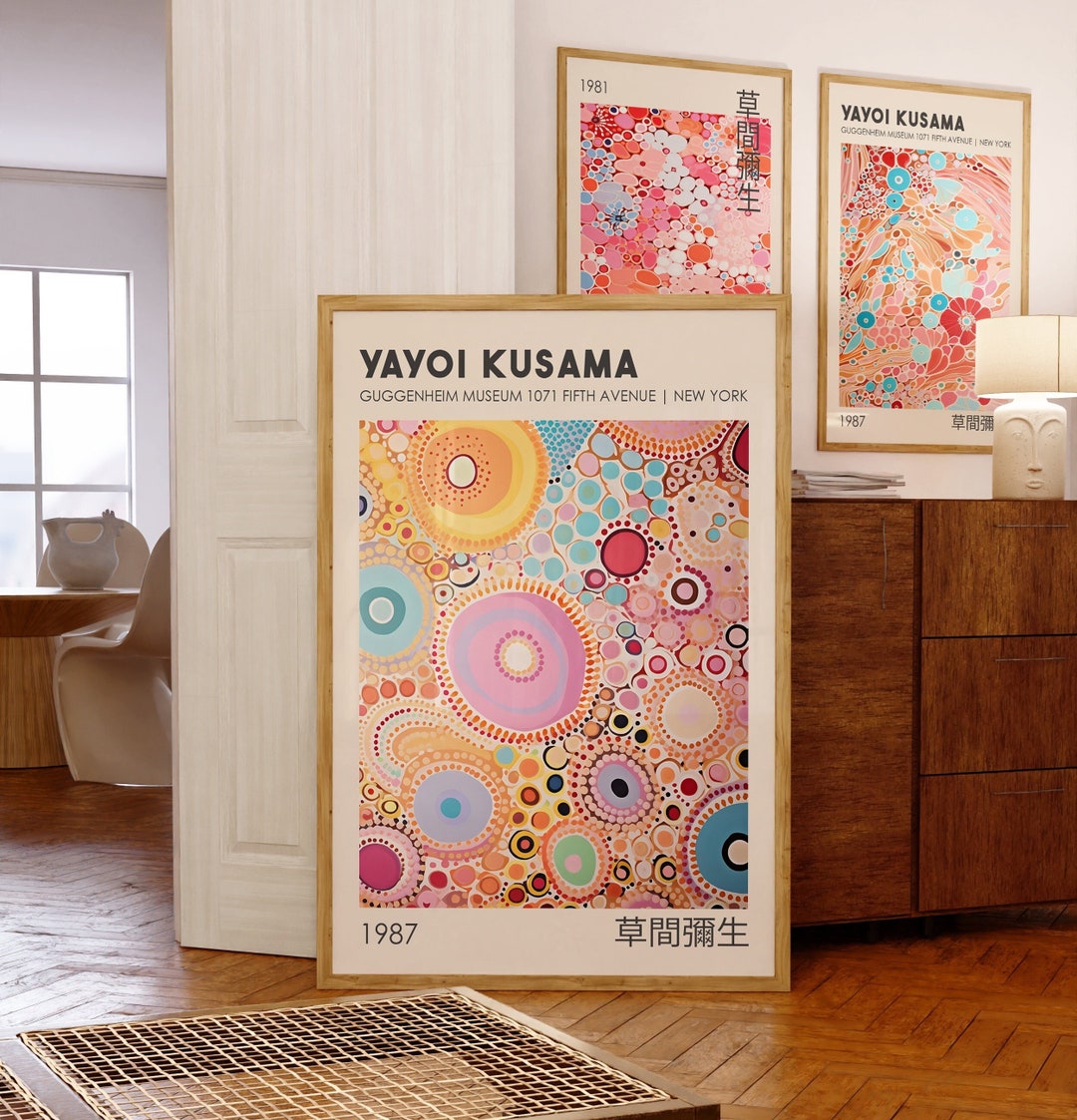 Yayoi Kusama Poster, Japanese Abstract Wall Art, Dot Abstract Art ...