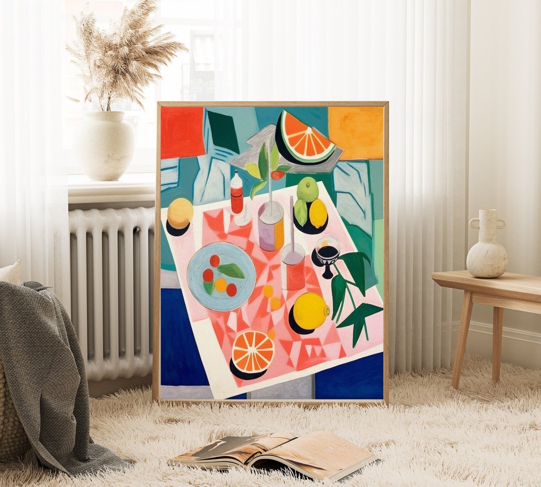 Dinner Party Food Print, Vintage Food Print, Kitchen Decor, Kitchen ...