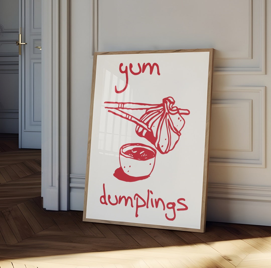 Dumplings Poster, Modern Kitchen Decor, Food Print, Gyoza, Hand Drawn ...