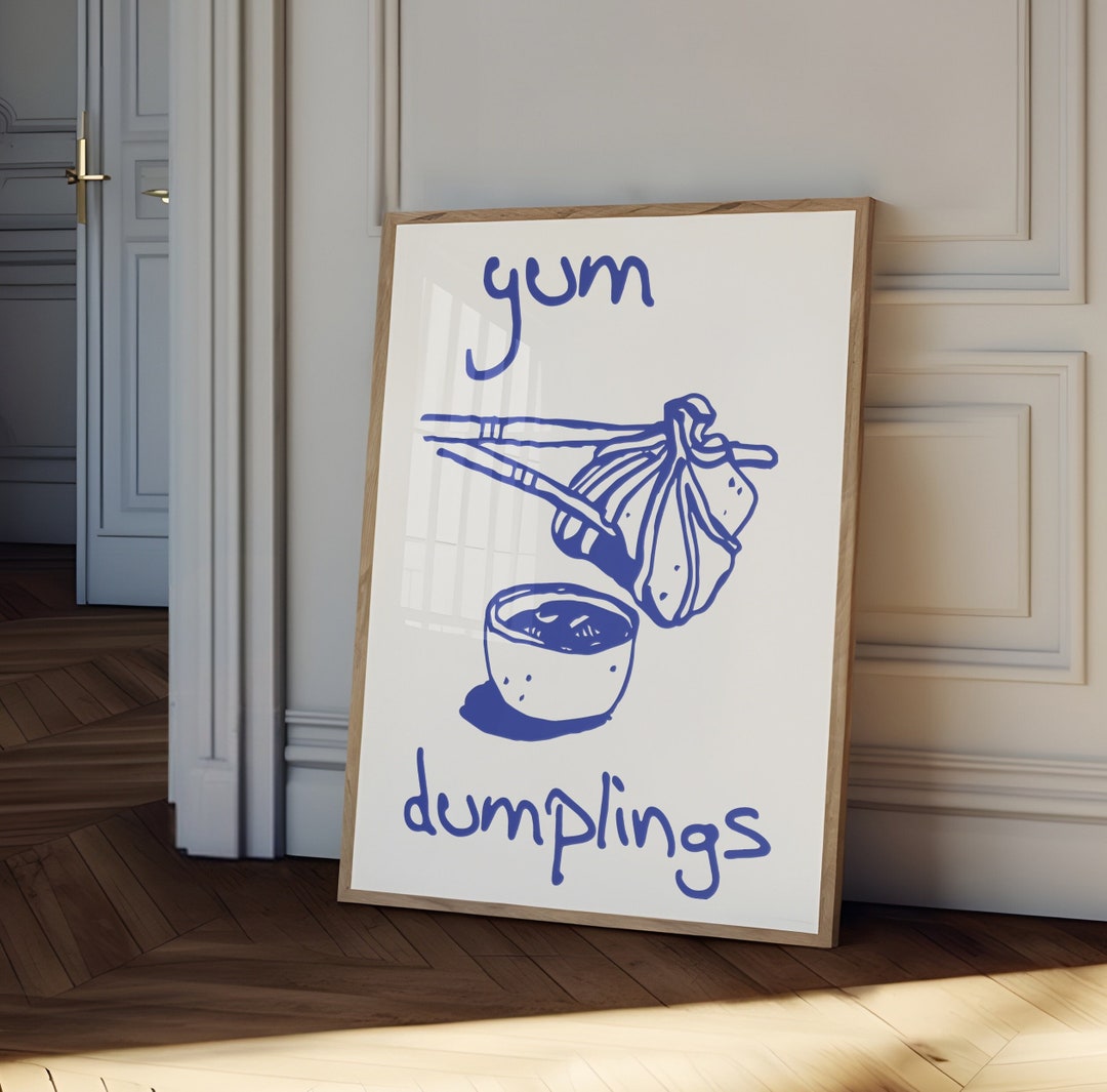 Dumplings Poster, Food Print, Modern Kitchen Decor, Hand Drawn Dumpling ...