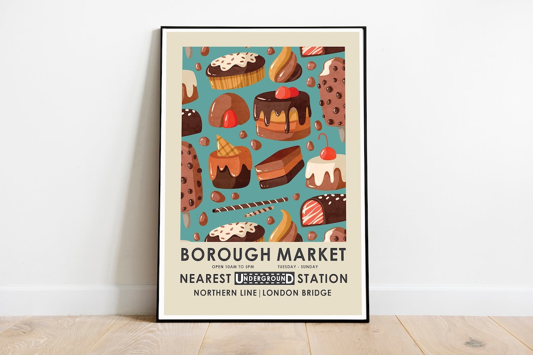 Borough Market Print, Kitchen Print, Farmers Market, Vintage Food Print ...