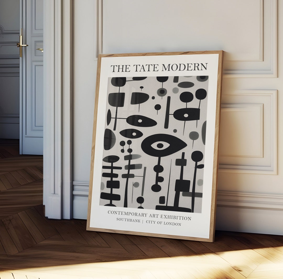 Tate Modern Print, Neutral and Black Abstract Art, London Exhibition ...