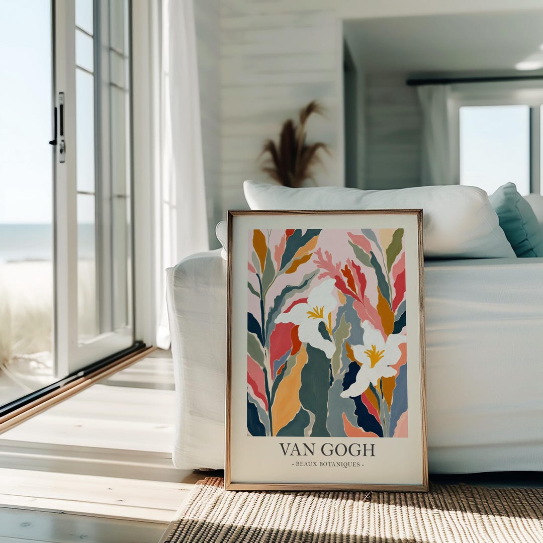 Van Gogh Floral Painting, White Lily Flower Print, Spring Botanical ...