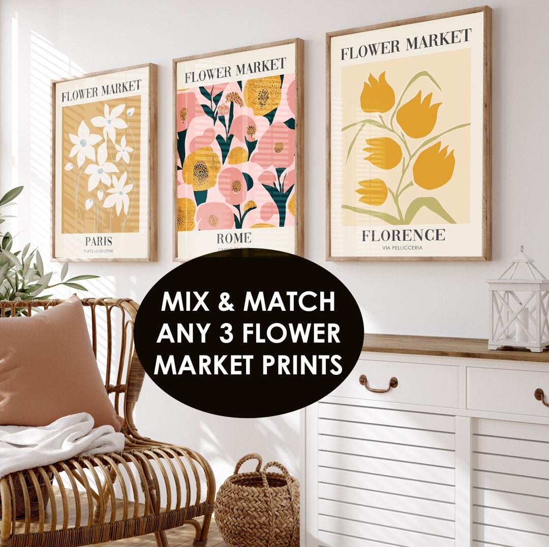 Custom Flower Market Print Set, Set of 3 Flower Market Prints ...