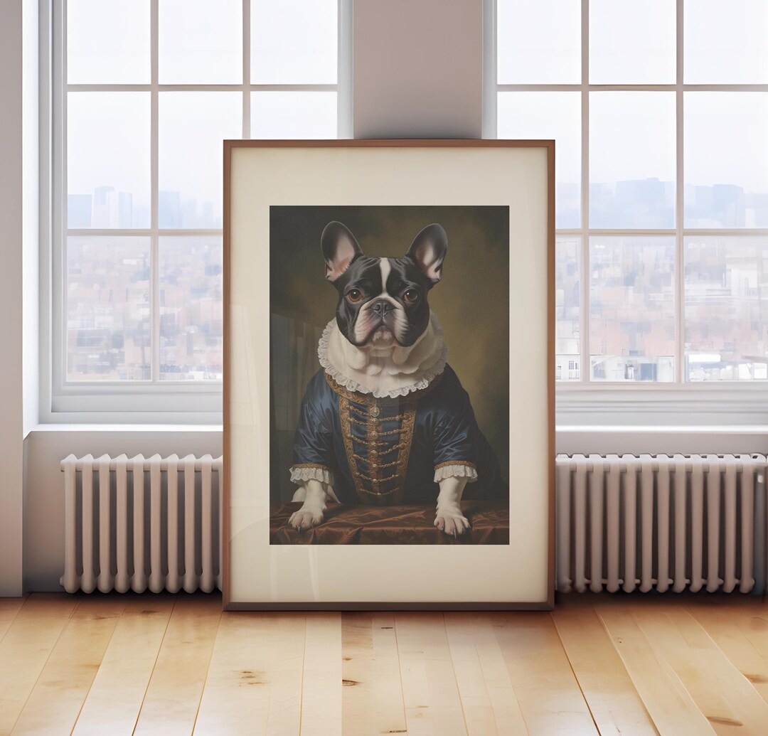 Renaissance French Bulldog Print, Altered Animal Painting, French ...
