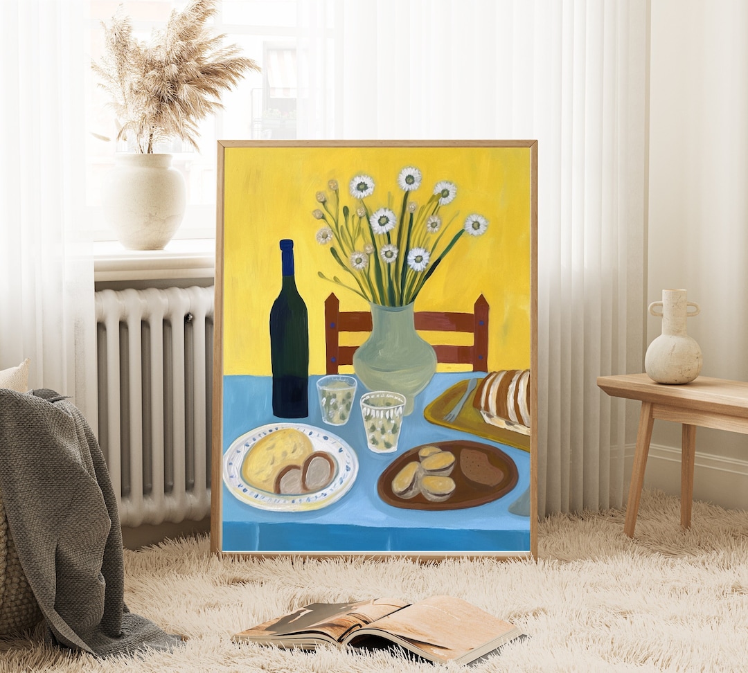 Dinner Table Food Poster, Vintage Food Print, Kitchen Decor, Kitchen ...