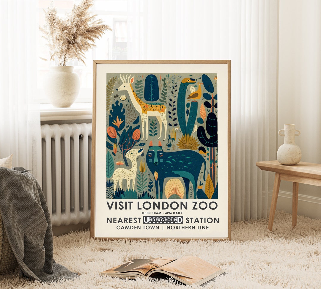 Vintage London Zoo Poster, Vintage Jungle Print, Exhibition Poster ...