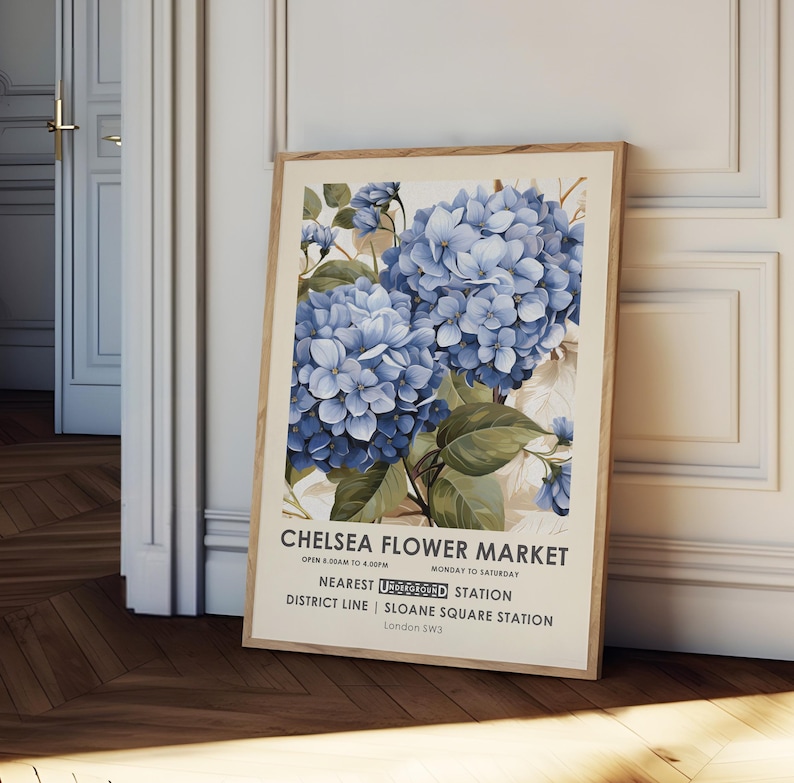 Chelsea Flower Market Print, William Morris Floral Print, Vintage Blue ...