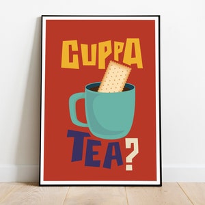 Cuppa Tea Print, Cup of Tea Print, Tea Poster, Tea Wall Art, Kitchen ...