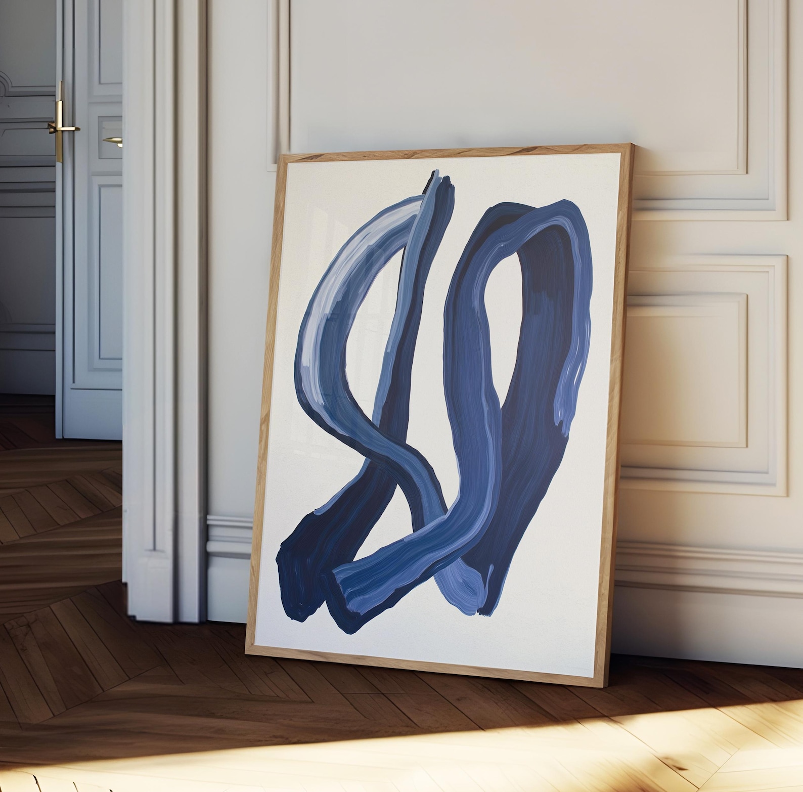 Navy Abstract Art, Minimalist Navy Wall Art, Textured Look Painting ...