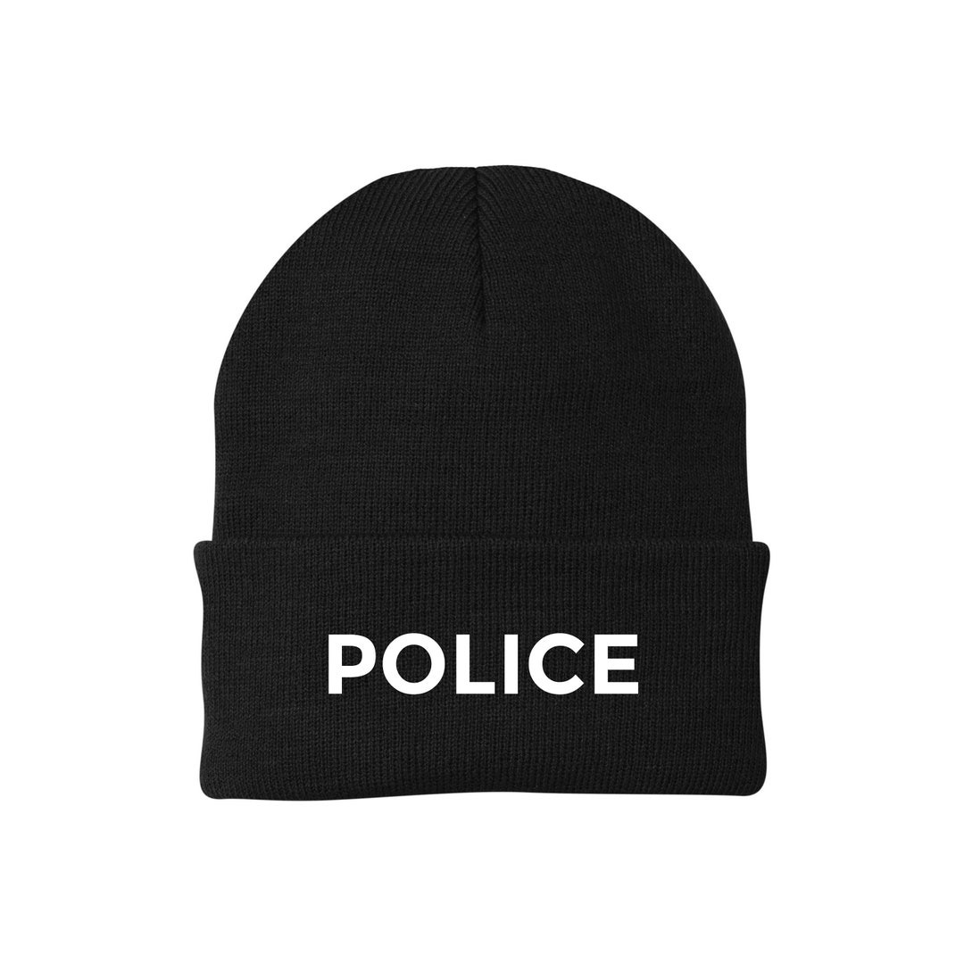 Police Embroidered Beanie - Etsy
