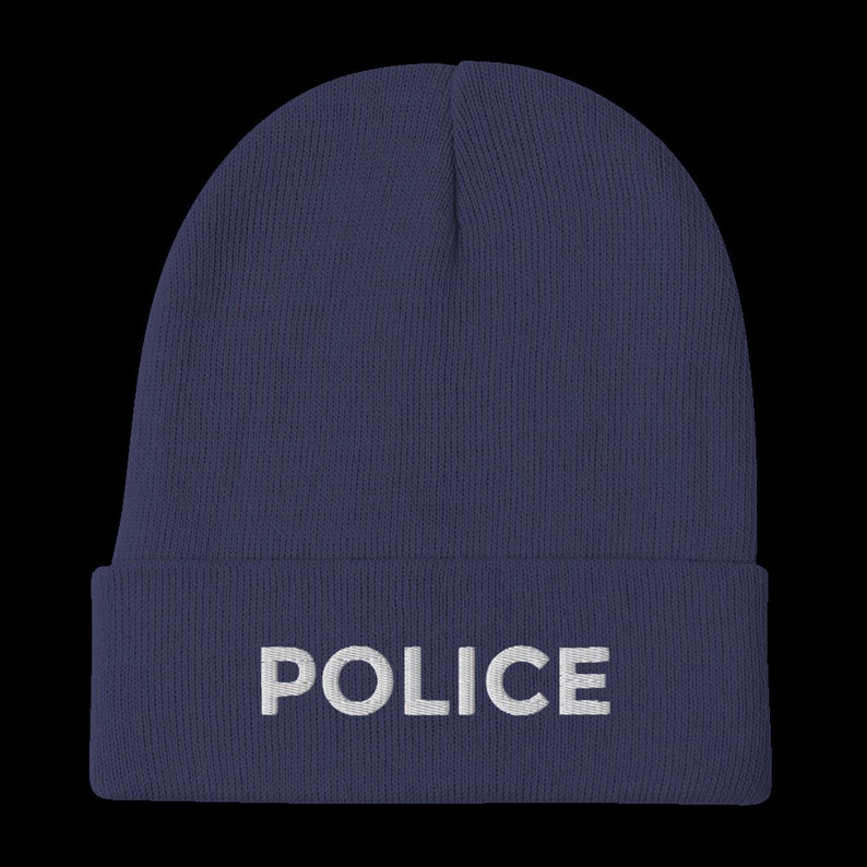 Police Embroidered Beanie - Etsy