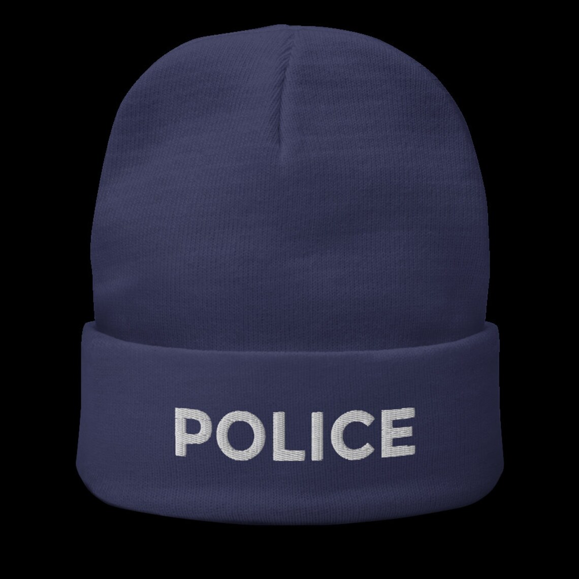 Police Embroidered Beanie - Etsy