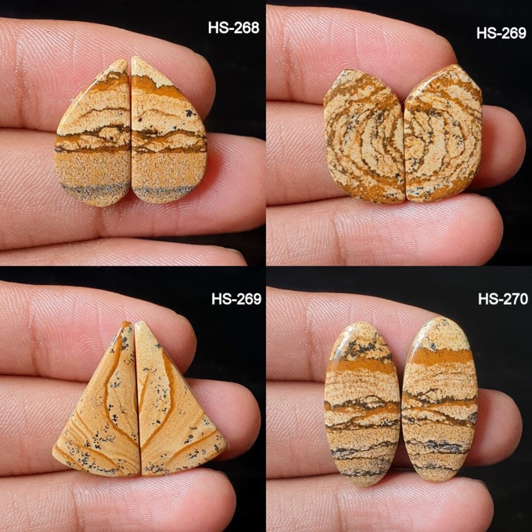 Picture Jasper Pair Natural Picture Jasper Pair Gemstone Flatback ...