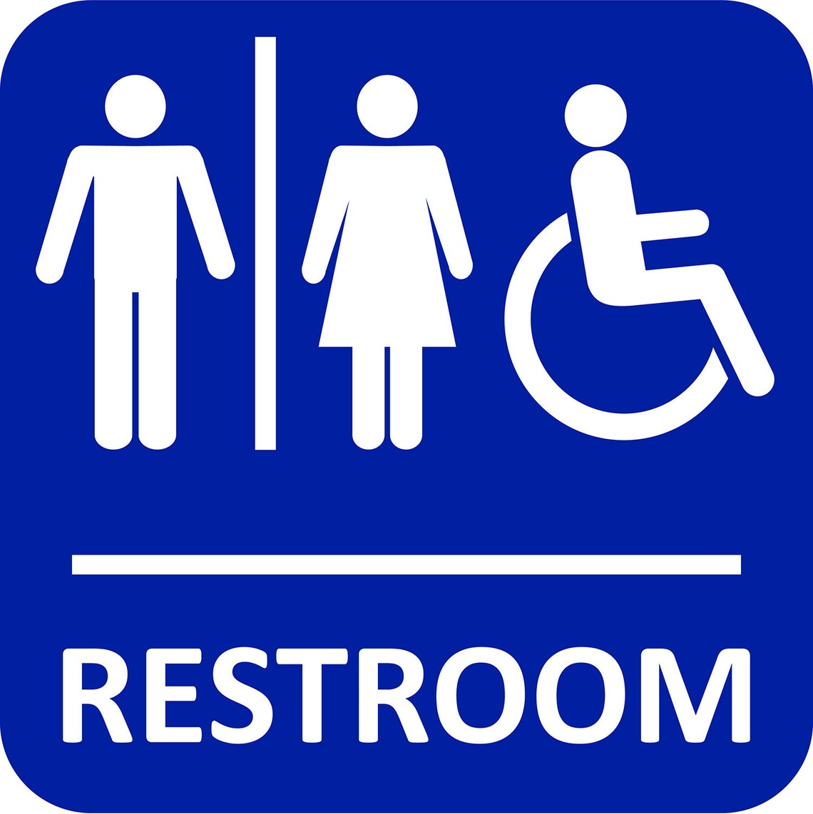 Square 10" X 10" Bathroom Sign - Etsy