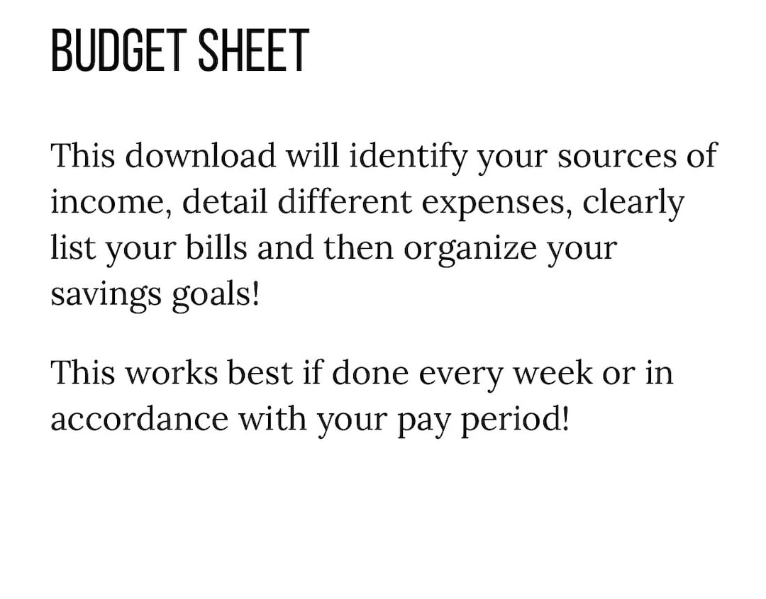 Budget Sheet Digital Download - Etsy