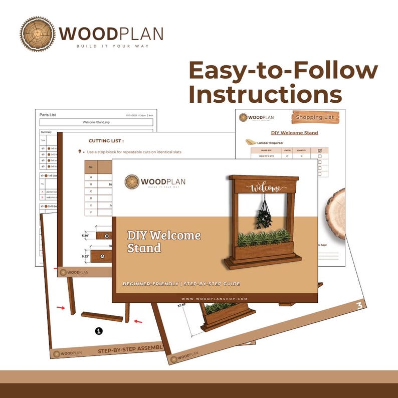DIY Welcome Stand Woodworking Plan: Porch Decor With Hanging Planter ...