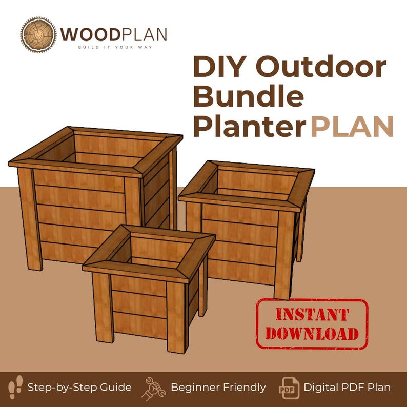 Outdoor Planter Plan Collection | DIY Flower Box & Herb Garden | Patio ...