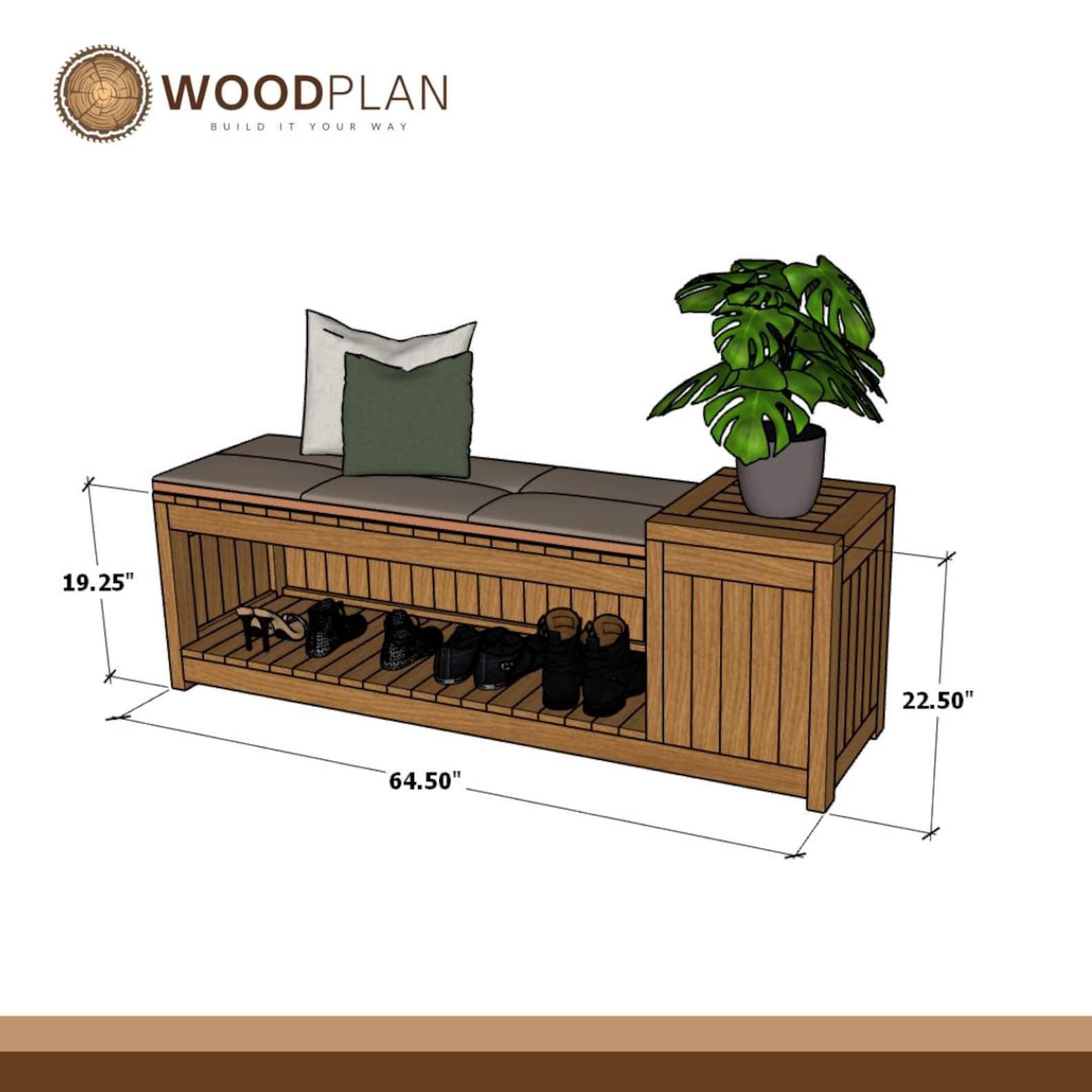 DIY Entryway Bench Woodworking Plan With Storage (digital Download) - Etsy