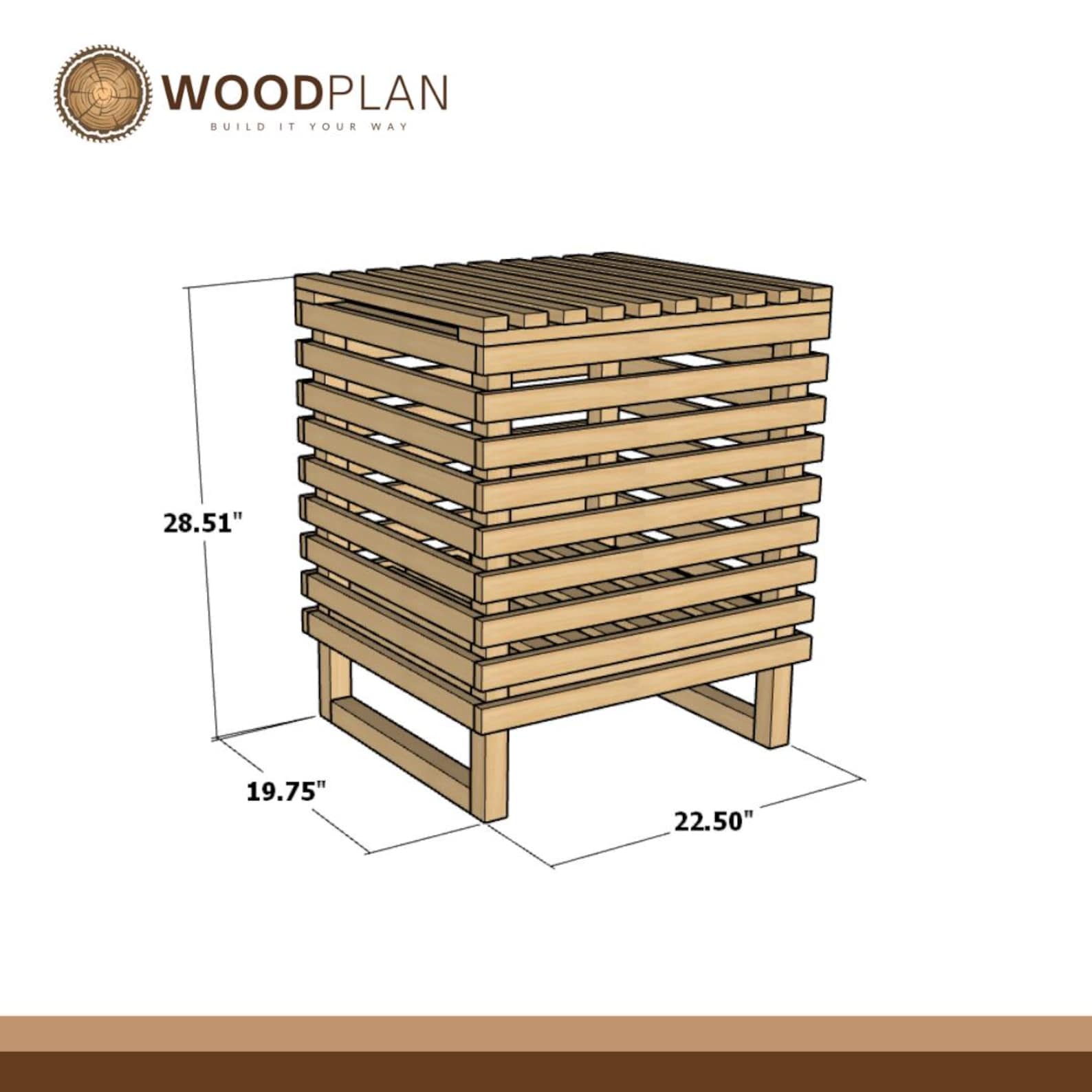 DIY Laundry Box | Wooden Storage Plan | Laundry Hamper Cabinet ...