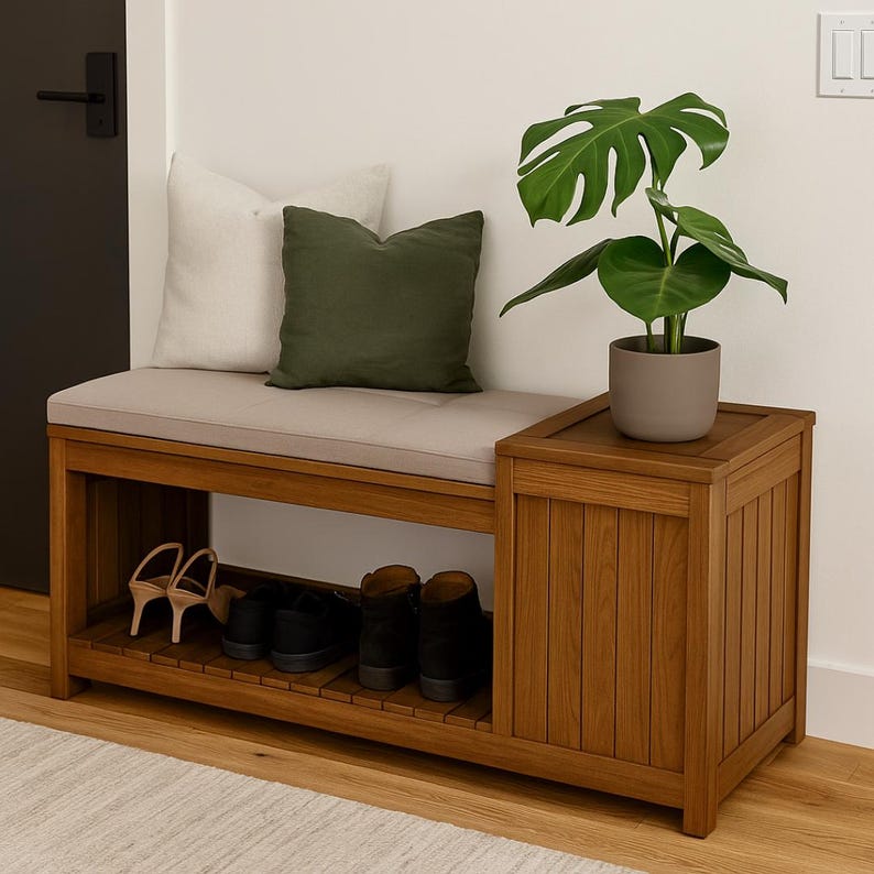 DIY Small Entryway Bench With Storage and Seat | Woodworking PDF PLAN ...