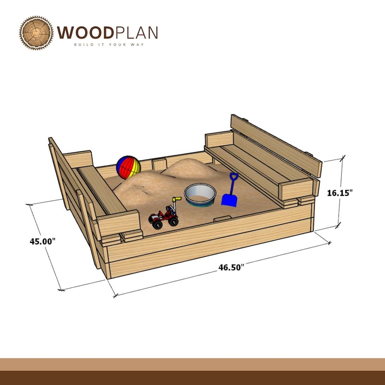 DIY Kids Sandbox With Seating: Woodworking Plan (PDF Download - Etsy