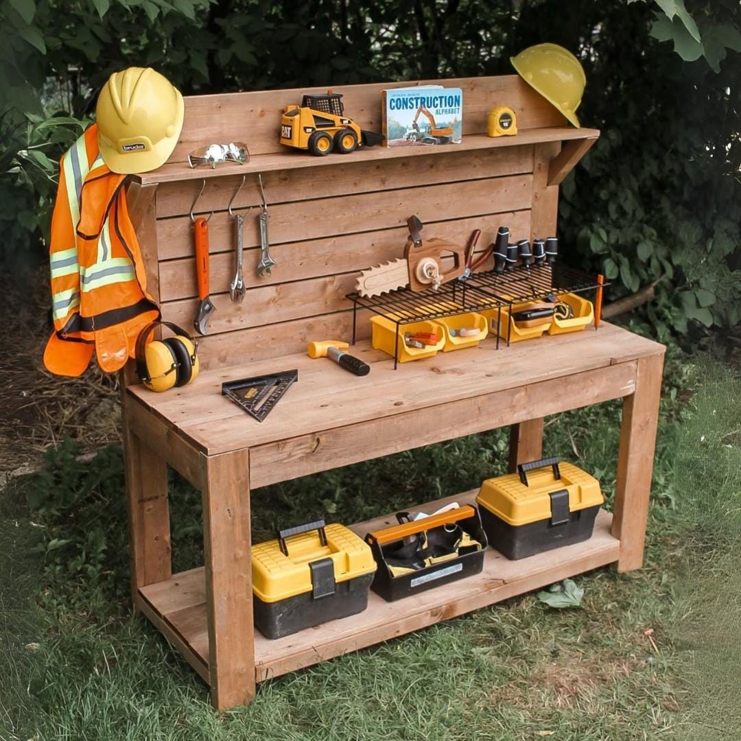 Kids Workbench Plans - DIY Woodworking Bench for Children | Beginner ...