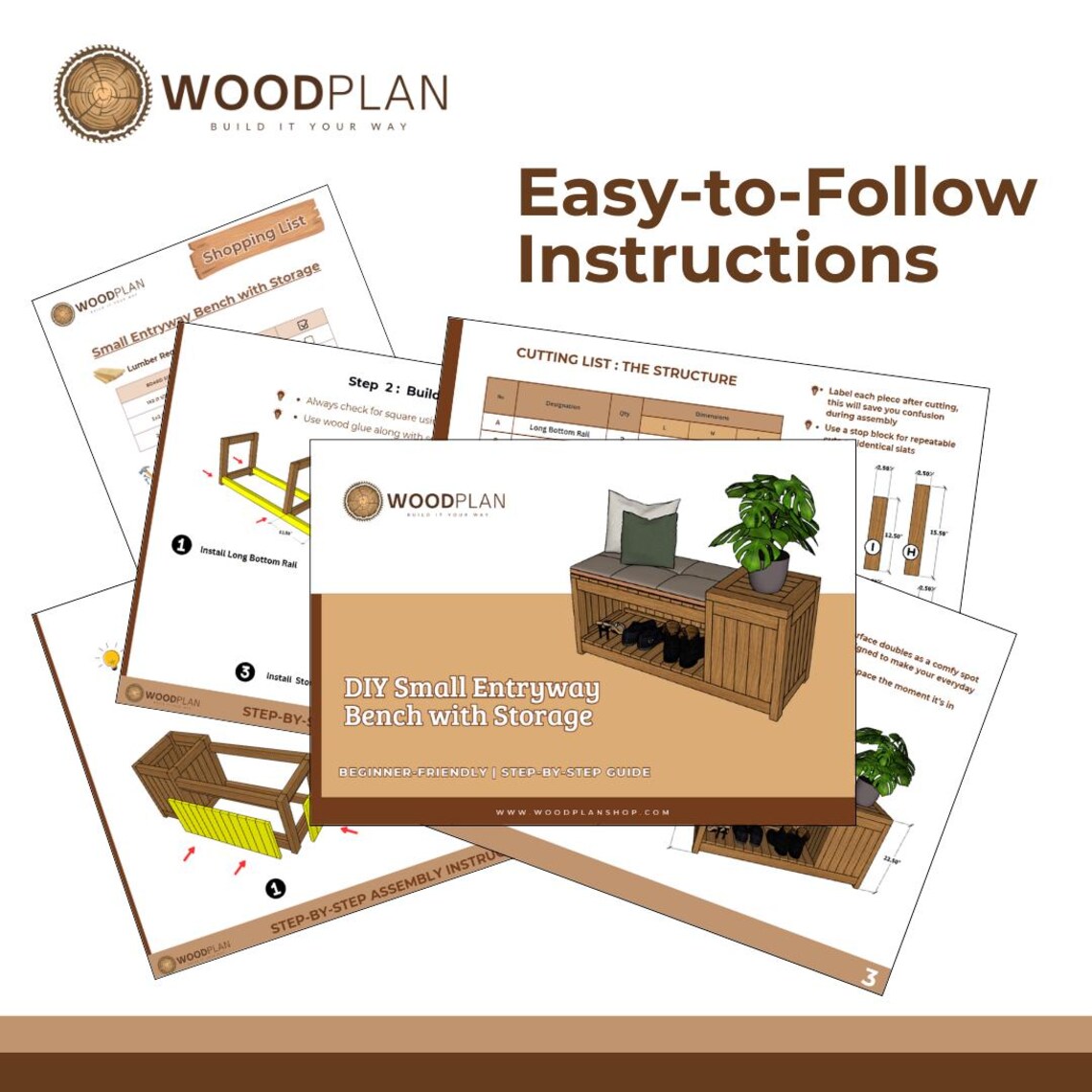 DIY Small Entryway Bench With Storage and Seat | Woodworking PDF PLAN ...