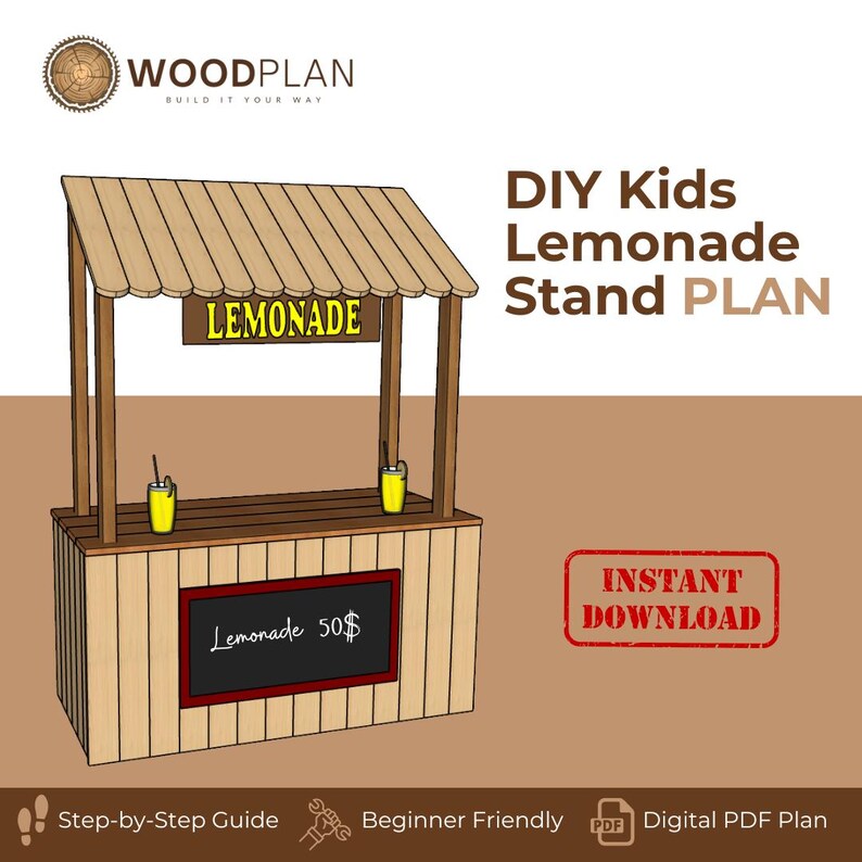 DIY Kids Lemonade Stand Plans PDF: Beginner Woodworking Project (digital Download) - Etsy