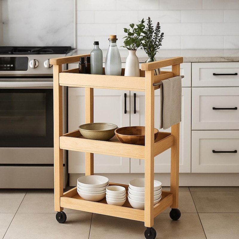 Small Wooden Rolling Cart - Etsy