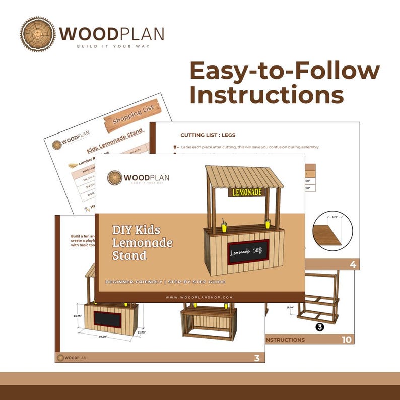 DIY Kids Lemonade Stand Plans PDF: Beginner Woodworking Project ...
