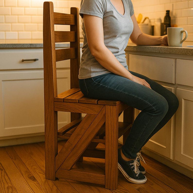2-in-1 Convertible Ladder Chair – Printable Woodworking Plan (chair ...