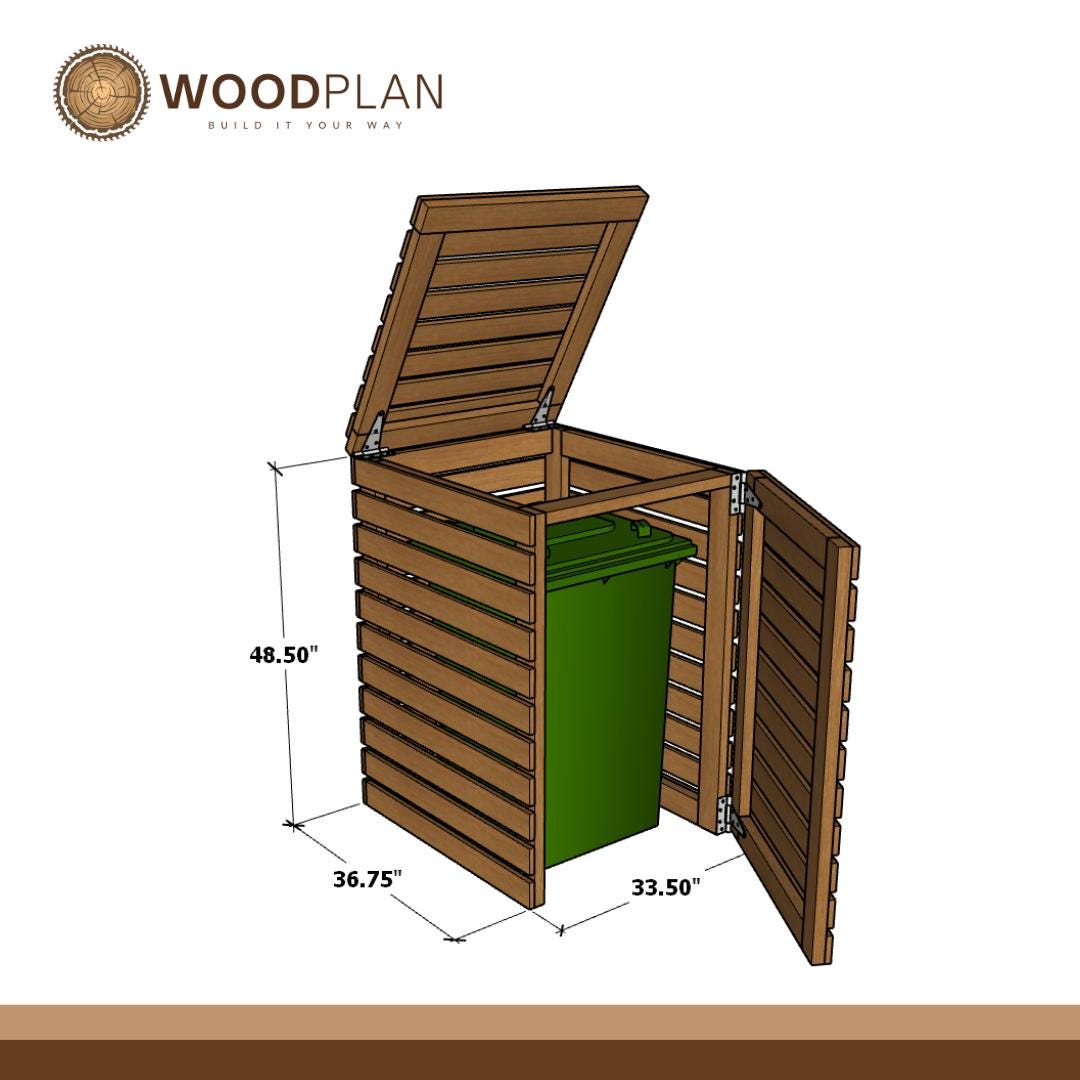 DIY Wheelie Bin Storage Shed Woodworking Plan– Outdoor Trash Can ...