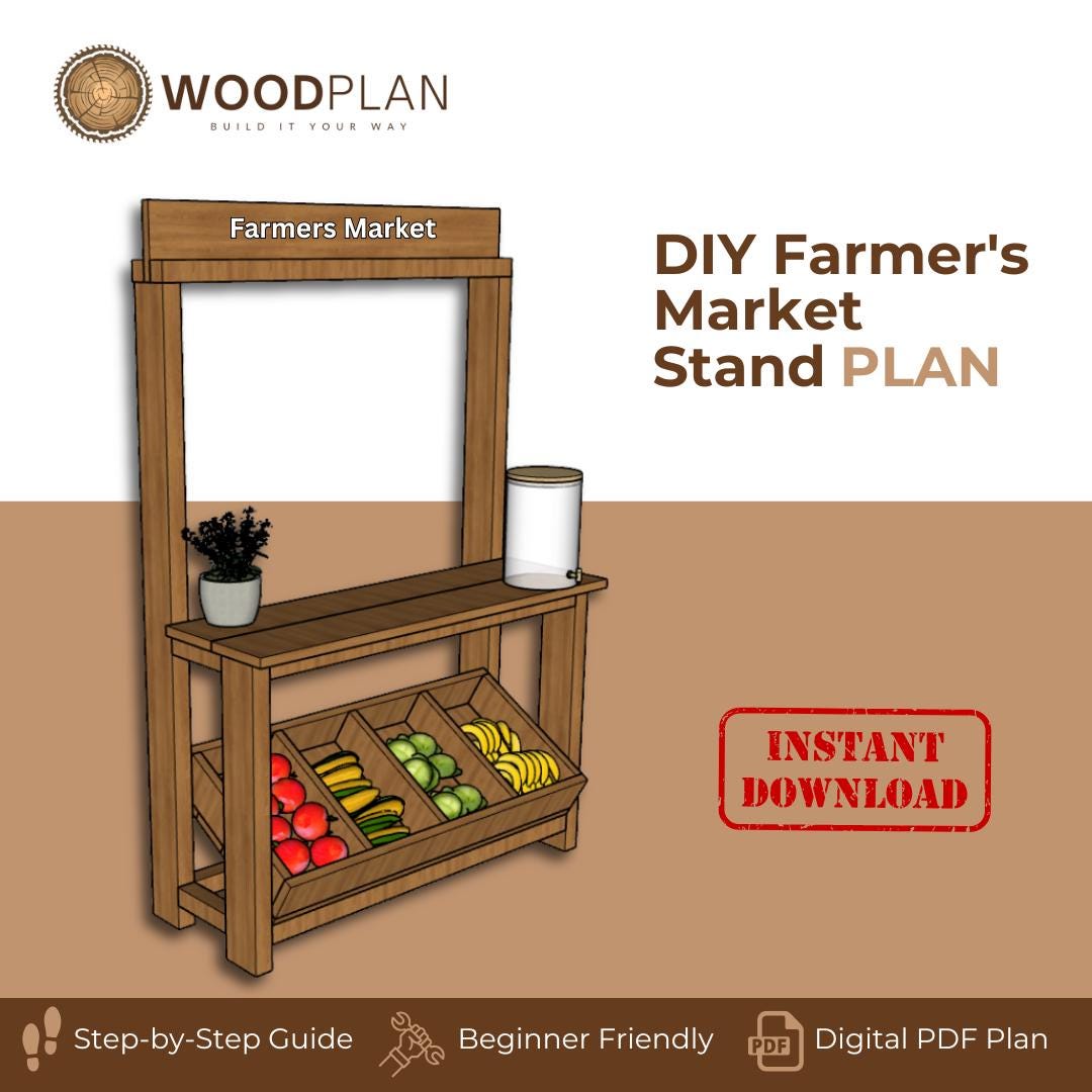 Farmer’s Market Stand Woodworking Plan – DIY Digital PDF | Easy Outdoor ...