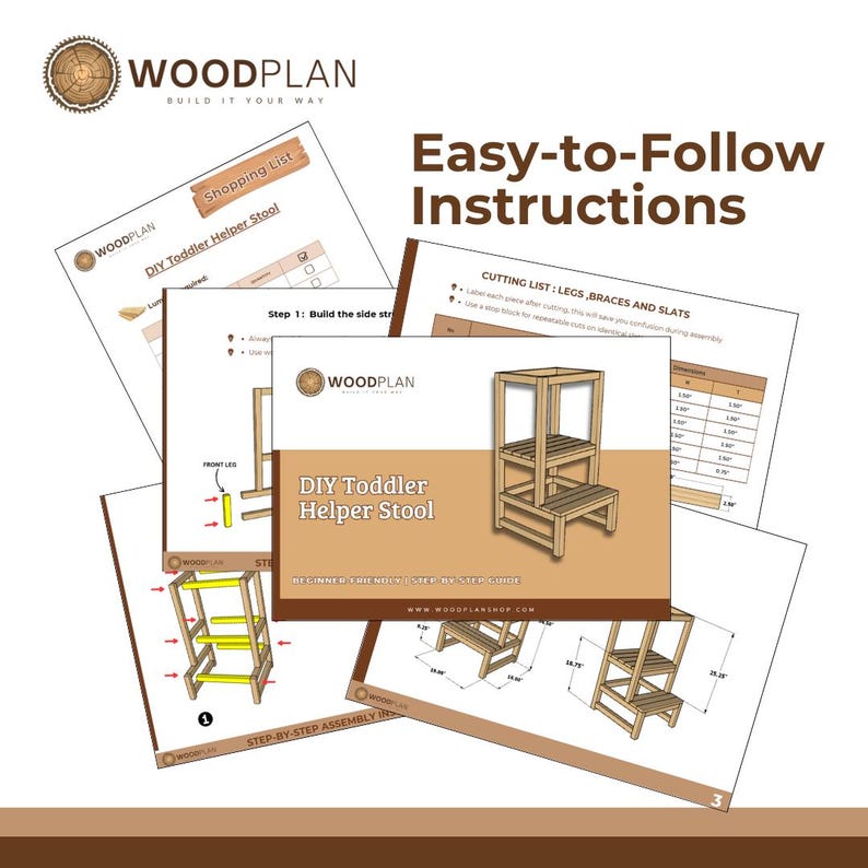 DIY Toddler Helper Stool Plan: Kitchen & Bathroom Step Stool (PDF ...