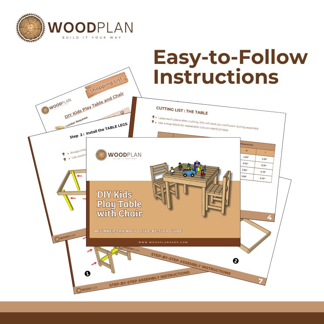 Kids Play Table With Chair Plan: Beginner DIY Woodworking Project ...