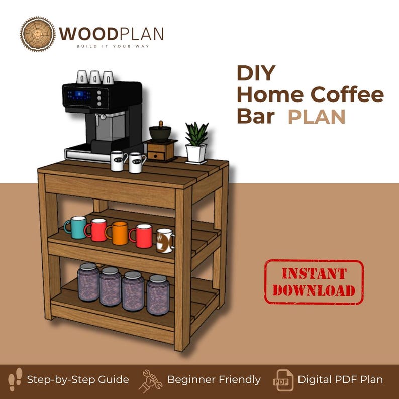 DIY Coffee Bar Station – Printable Woodworking Plan | Digital Download ...