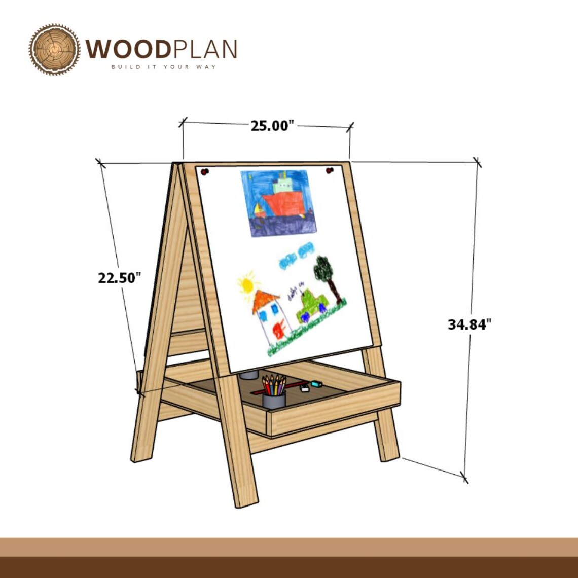 Foldable Double-sided Kids’ Easel – Adjustable, Space-saving DIY ...