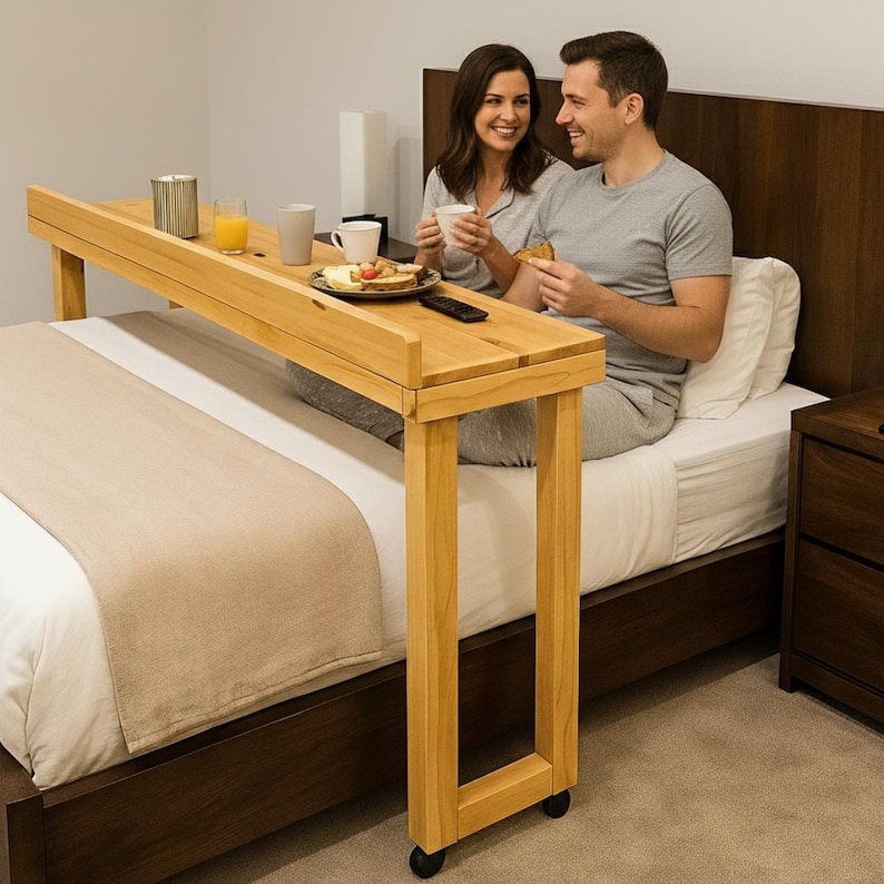 Overbed Table Plan PDF | Rolling Bed Desk, Side Rails, Locking Casters ...